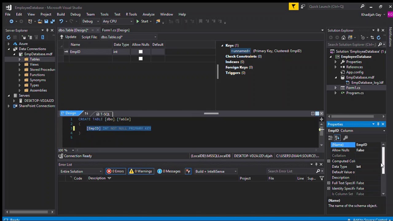 How To Create A Database Table In Windows Visual Studio YouTube How To Create A Database Table In Windows Visual Studio YouTube