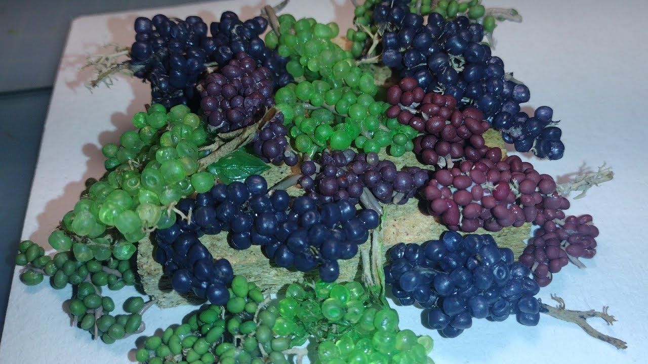 MINI GRAPES 🍇 for your DOLLHOUSE from Polymer Clay, Silica Gel Beads ...