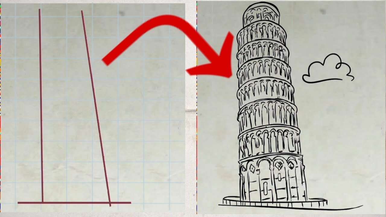 Tower of pisa steps draw draw the wonder Tower of Pisa step by step ...