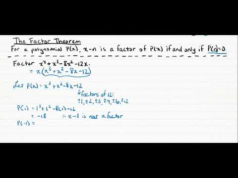 Factoring Polynomials Using the Factor Theorem - YouTube