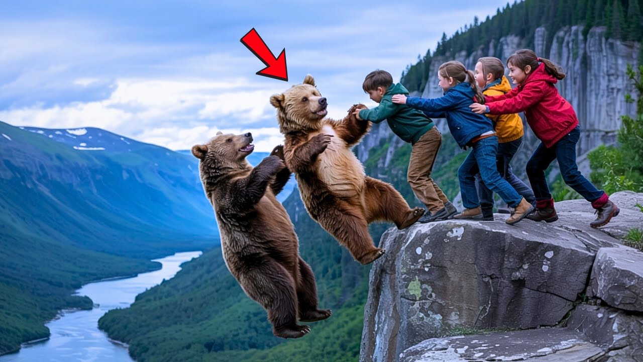 2 Bears Was Falling from the Cliff—What This Group of Children Did Will ...