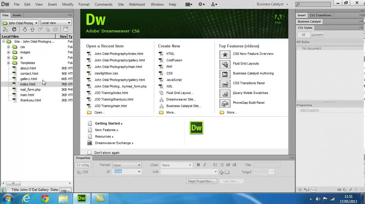 02 Introduction to Dreamweaver Web Design Project 1 - YouTube