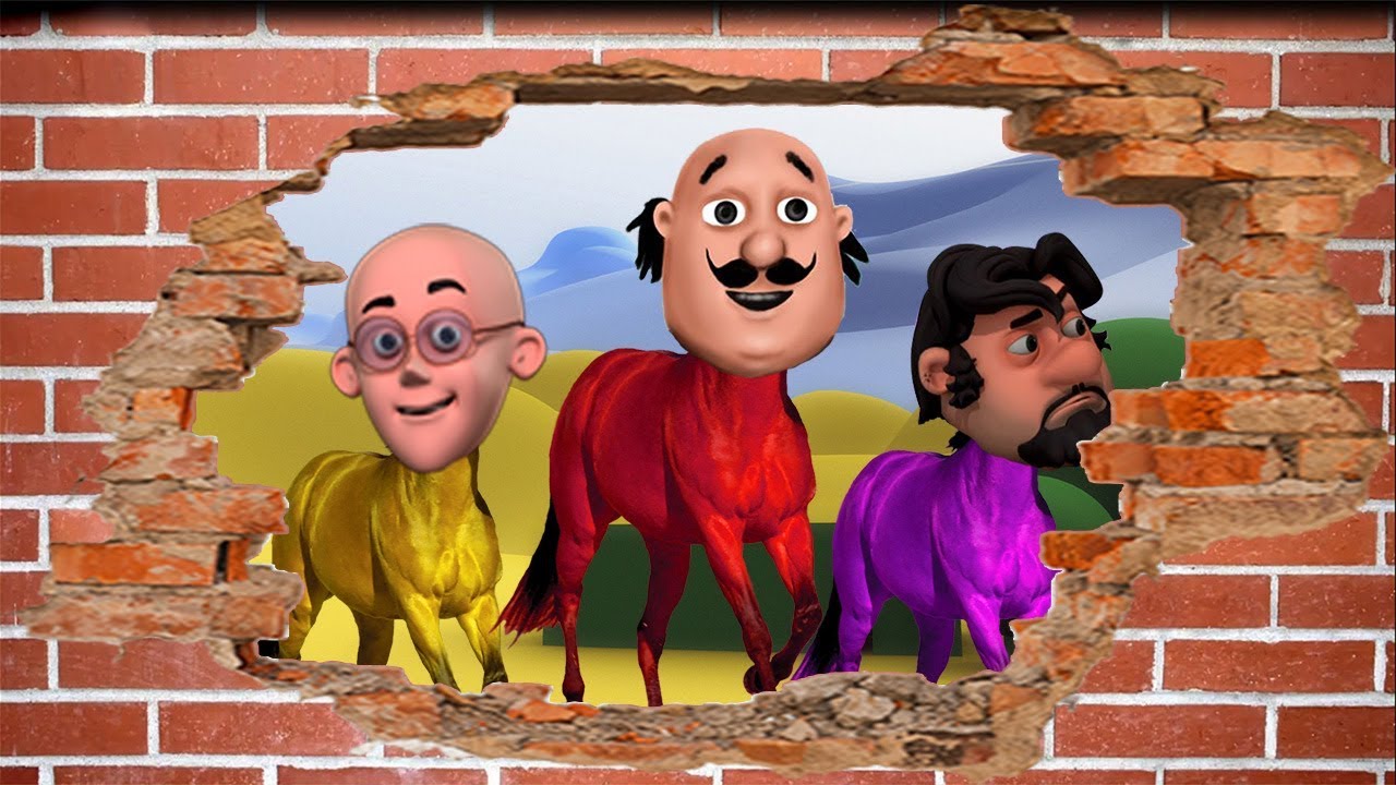 Colors Learn FAT Motu Patlu John The Don Head Horse Wall Finger Family ...