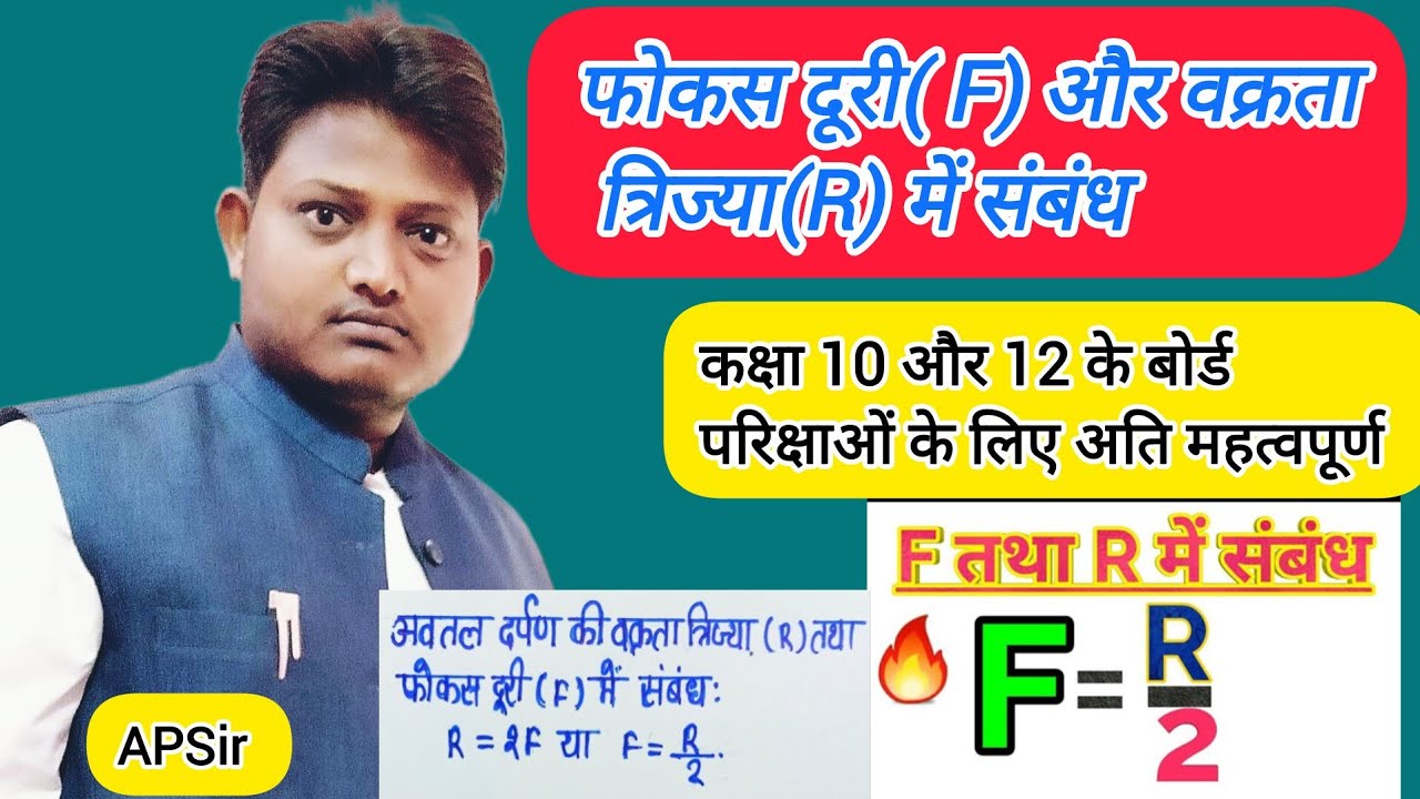 वक्रता त्रिज्या(R) तथा फोकस (F) में संंबंध || Relation between F and R ...