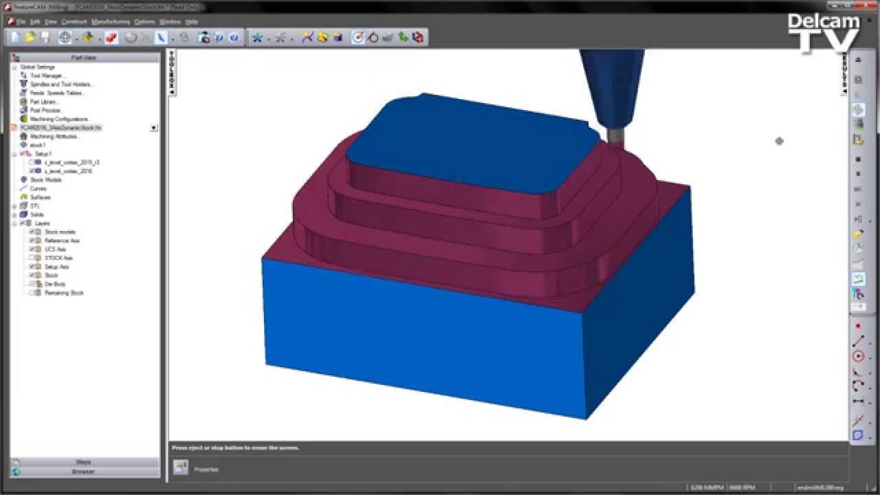 Dynamic Stock for Roughing - FeatureCAM 2016 - YouTube