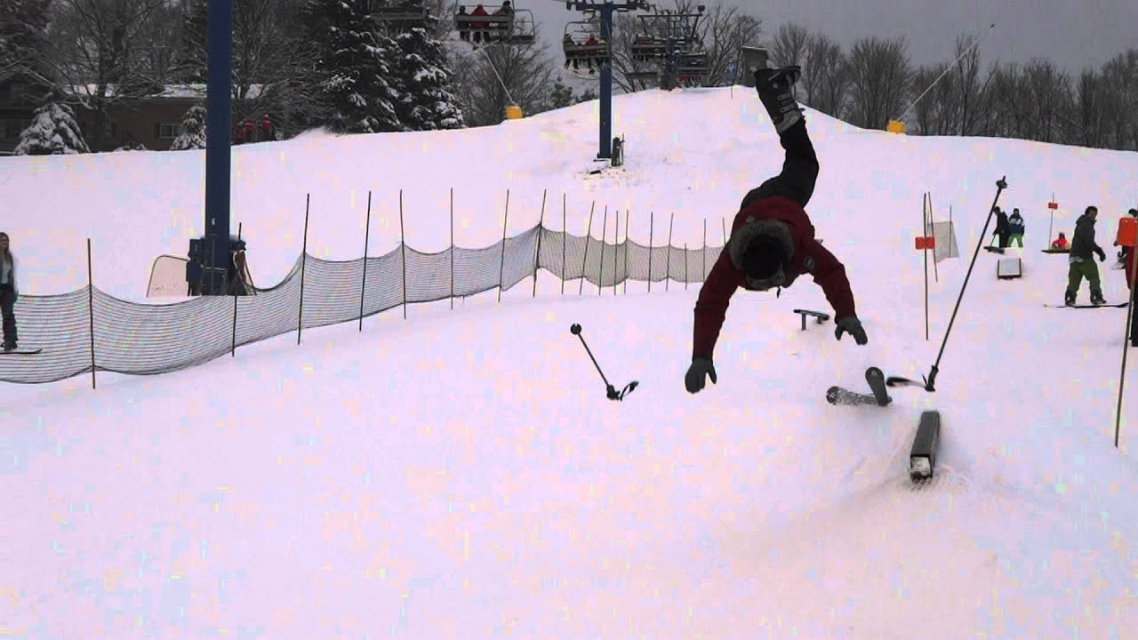 Hilarious Skiing Bail on Jump - YouTube