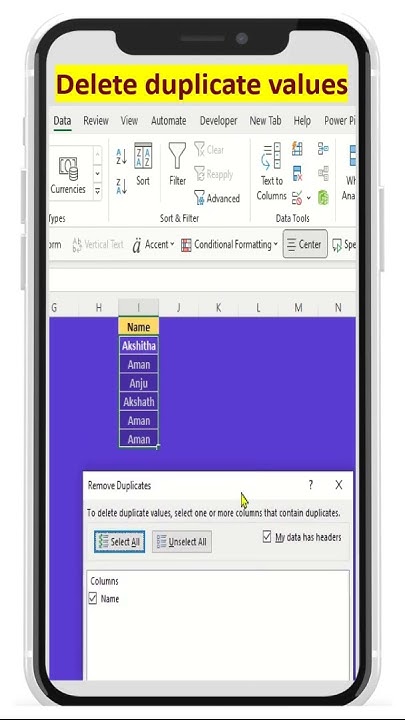 How to remove duplicate value in Excel | Duplicate Elimination |# Shorts - YouTube