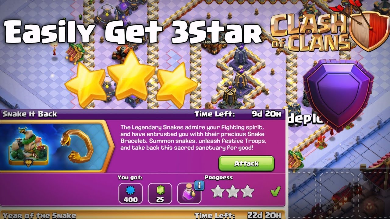 How to Get 3 star easily in snake is back challenge | Clash of clans # ...