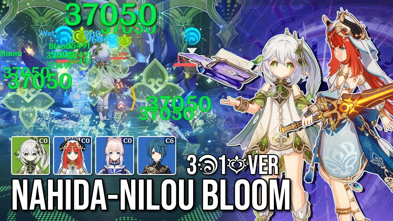 BLOOM FRENZY! Nahida-Nilou Bloom (3 Hydro-1 Dendro ver) [3.2 Abyss ...