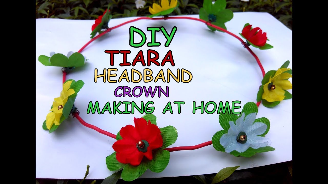 How To Make Beutiful Tiara With Flower At Home - YouTube