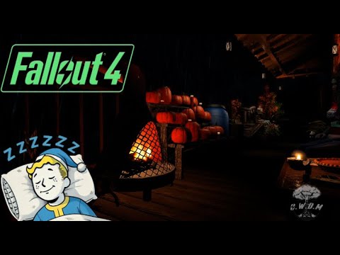 🔴Night Ambience in Fallout 4 | Cozy Cabin Porch Overlooking a Lake with ...