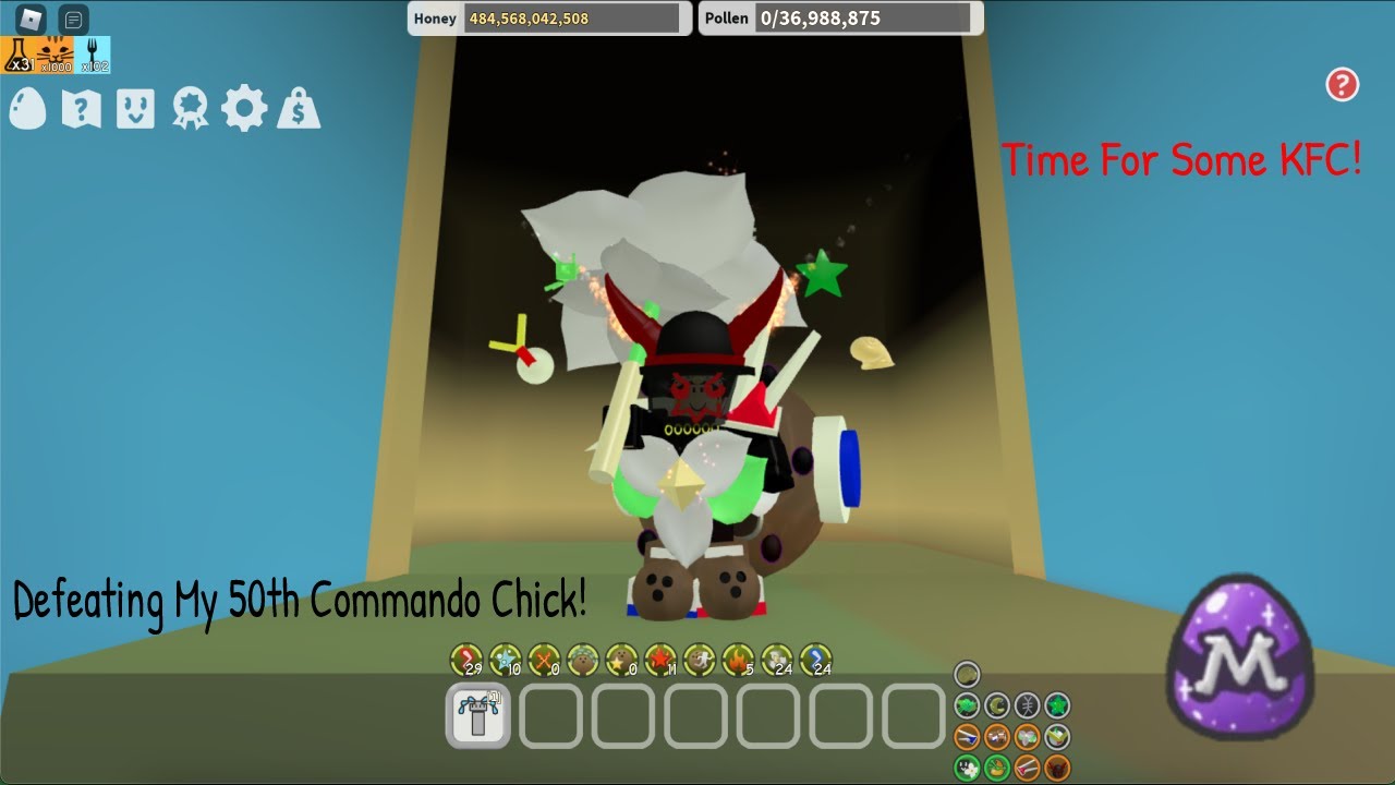 Defeating My 50th Commando Chick In Bee Swarm Simulator - YouTube