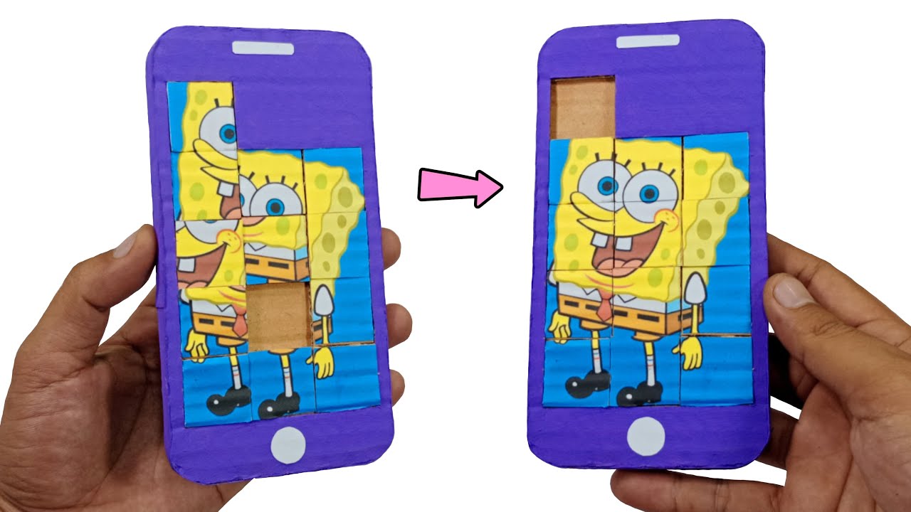 Fun Cardboard Puzzle Game - Cute Cardboard Puzzle Spongebob Phone Toys ...