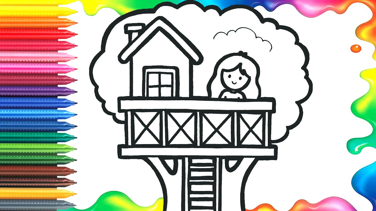 How to draw a tree house for children/Drawing for children - YouTube
