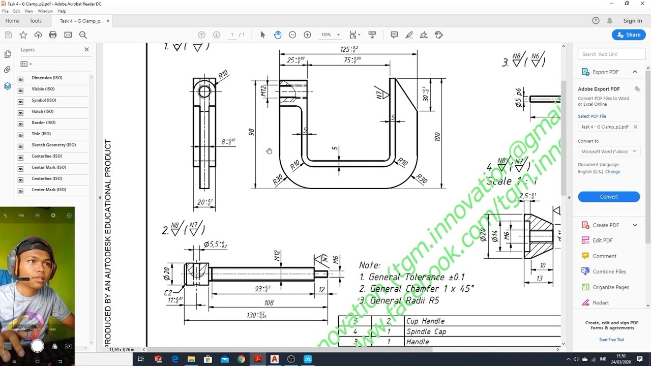 Tutorial AUTOCAD 2017 membuat G Clamp - YouTube