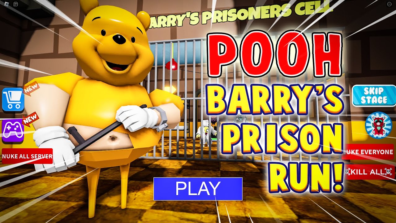 NEW Winnie the Pooh Barry's Prison Run! 🤣💀 | Roblox First Person Obby ...