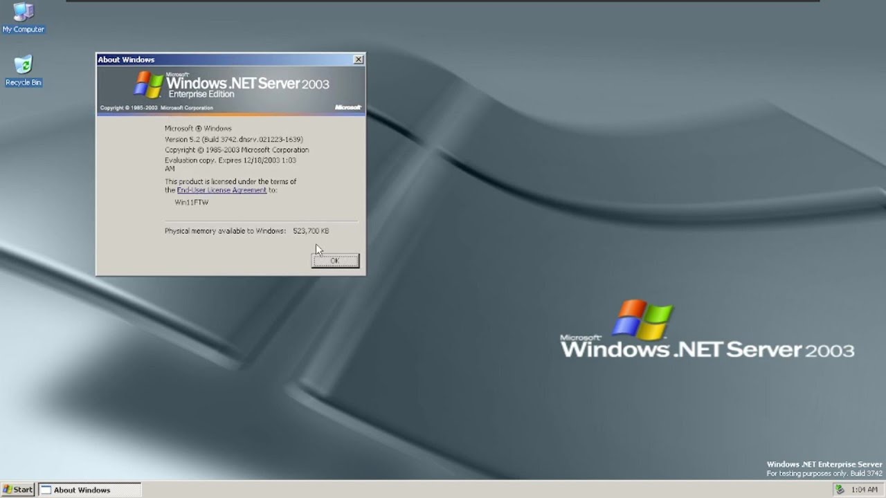 Windows Server 2003 Build 3742 - YouTube