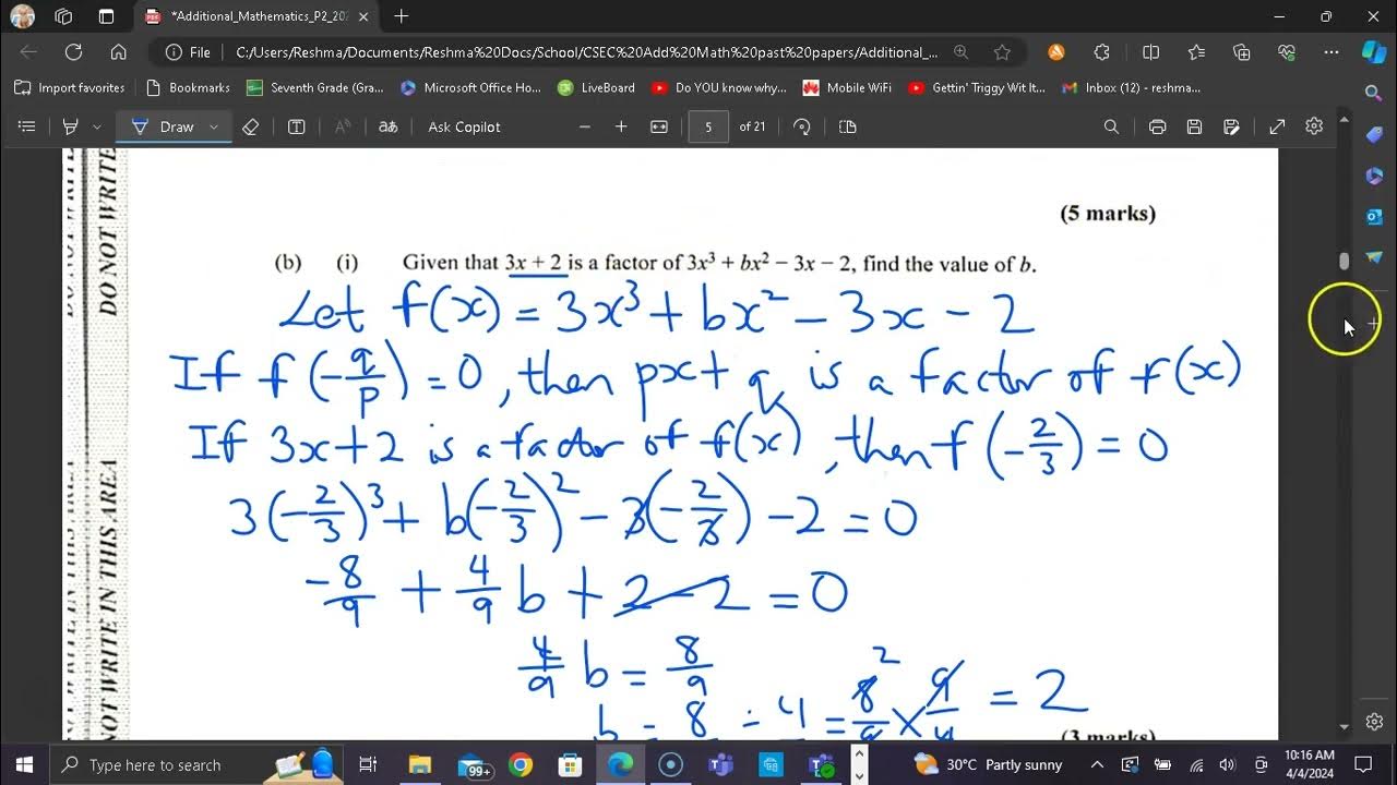 CSEC Add Math Paper 2 worked solutions series - June 2023 - Question 1(b) - YouTube