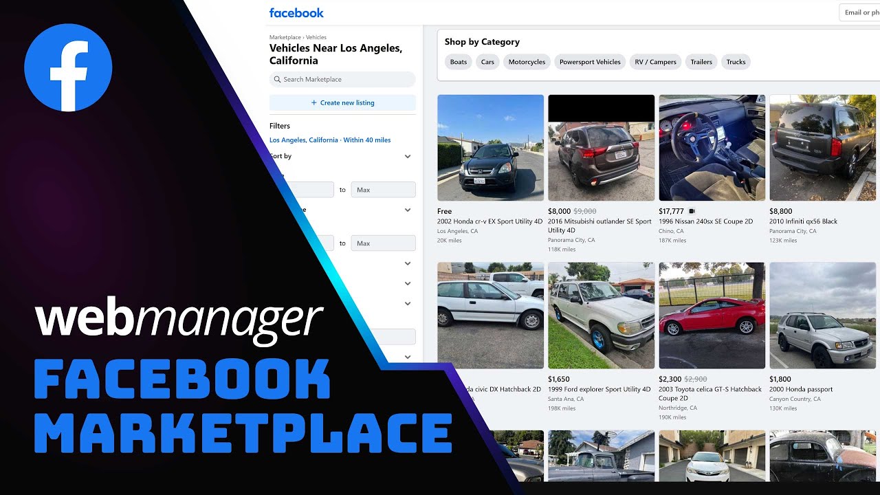 Facebook Marketplace in WebManager - YouTube