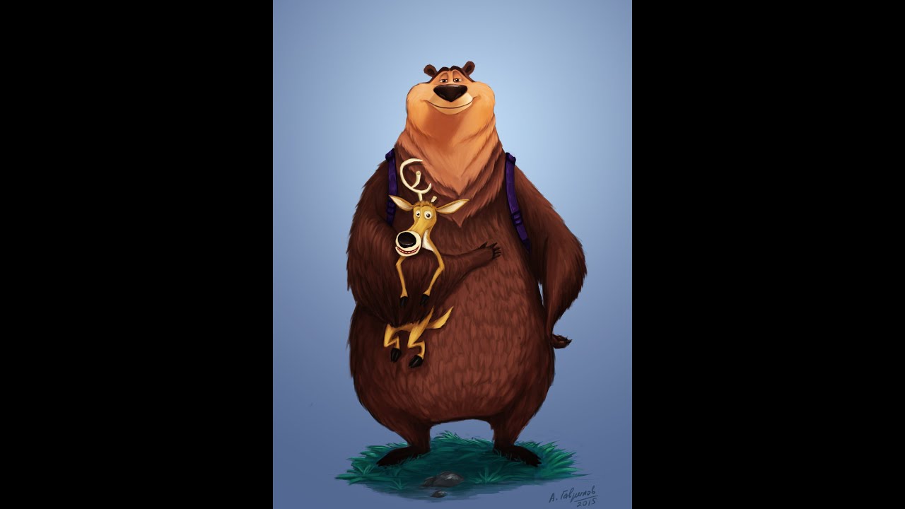 How to draw Grizzly bear Boog and deer Elliot Speed painting in ...
