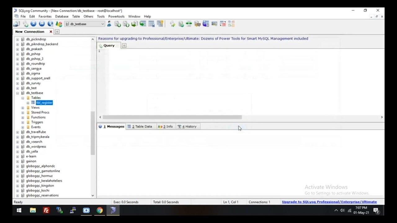 create a database in MySQL using sql-yog and create a table in MySQL using sql-yog | Bot Level ...
