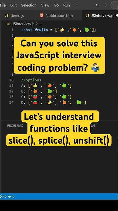 JavaScript coding Interview Problem - slice, splice and unshift function #shorts #coding # ...