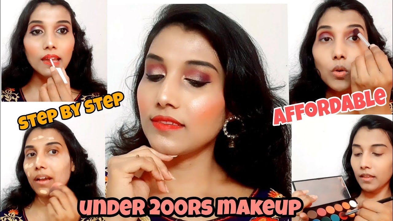 Under 200rs makeup look ||setp by step makeup using affordable products ...