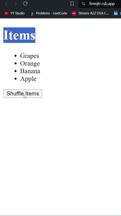 Shuffle Feature in React JS #reactjs - YouTube