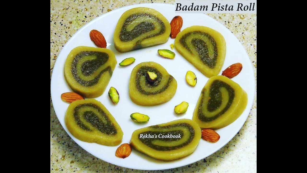 Badam Pista Roll | Almond Pistachio Fudge - YouTube