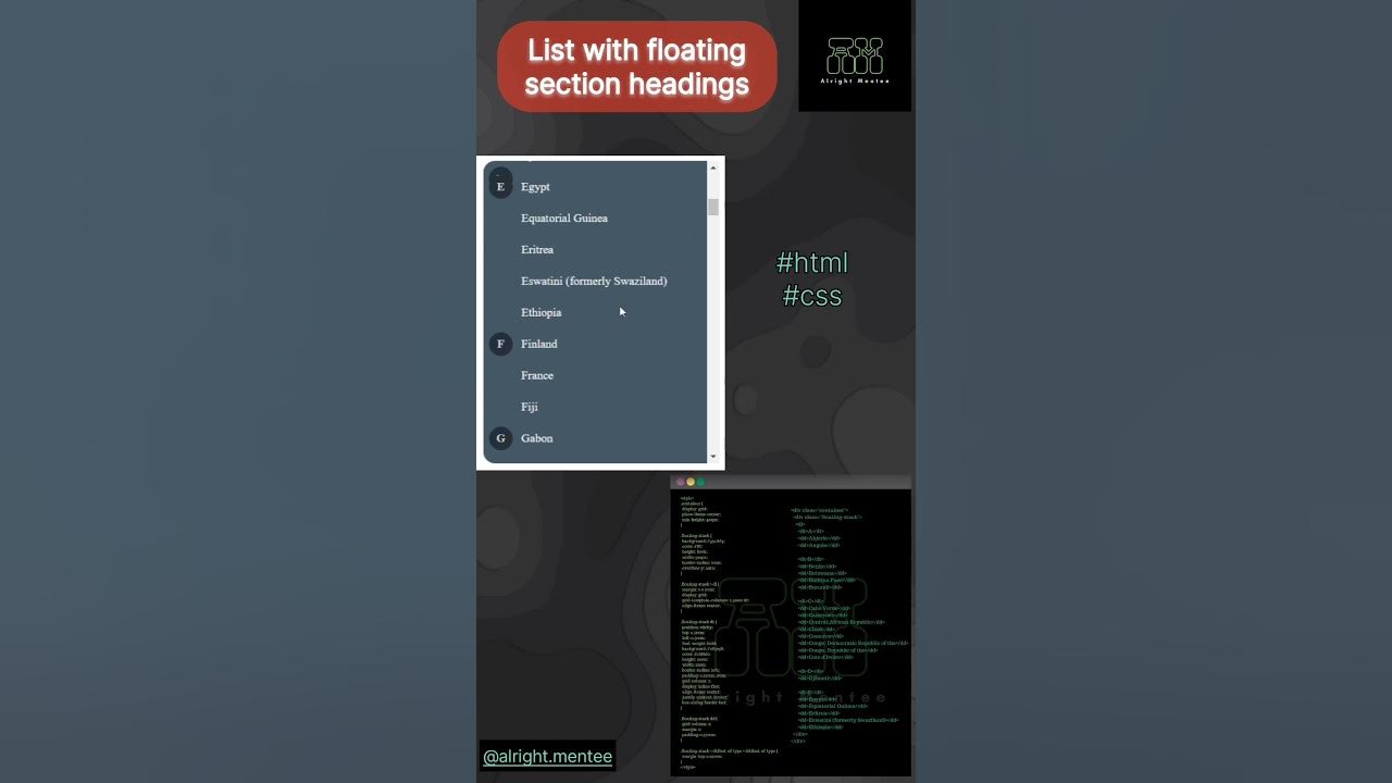 List with floating section headings #html & #css #code - YouTube