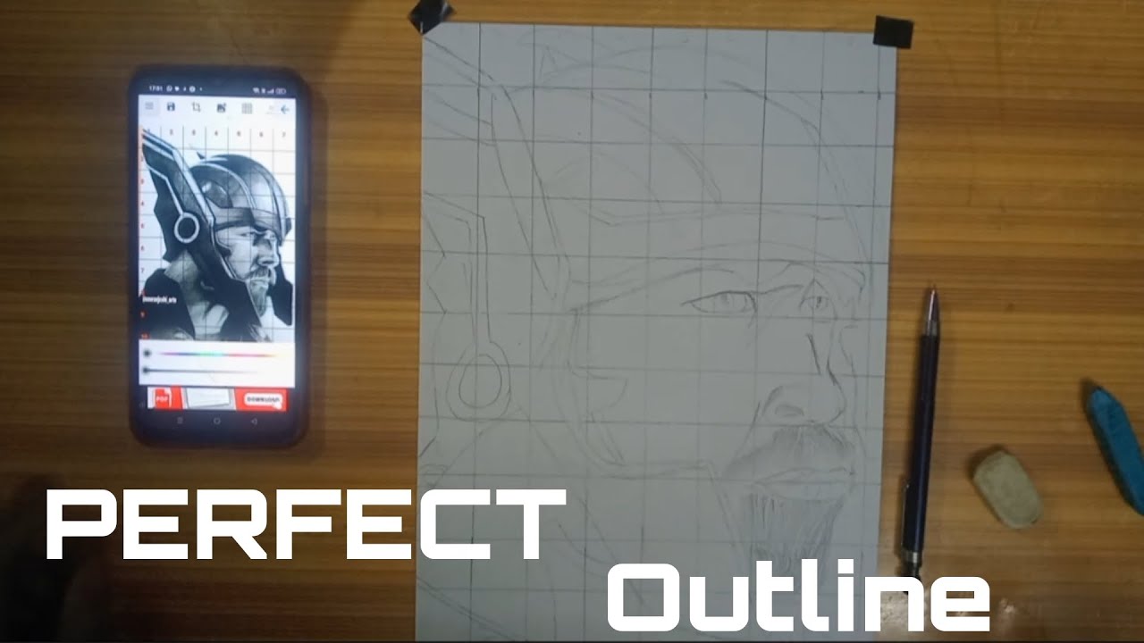How To Draw Perfect Outline Using Grid |Kashyap Jangra Arts | - YouTube