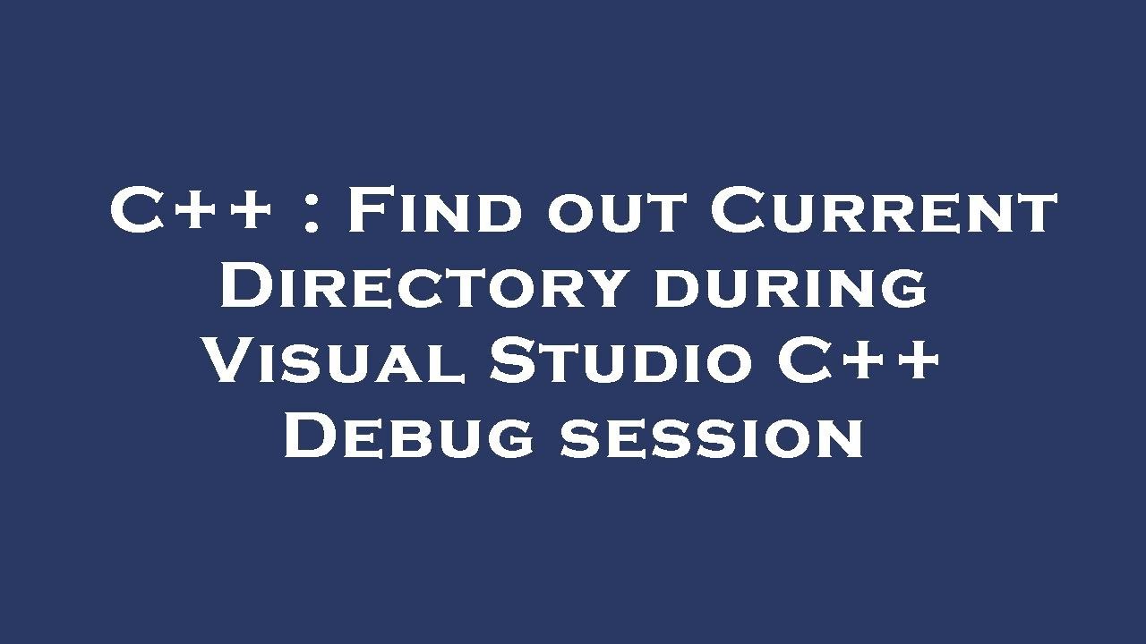 C++ : Find out Current Directory during Visual Studio C++ Debug session ...