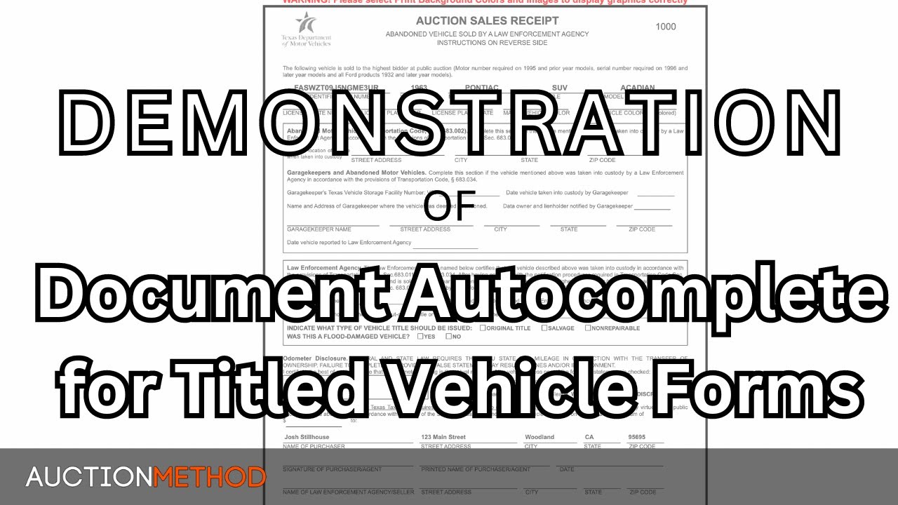 AdaptaBid - Demonstration of Document Autocomplete for Titled Vehicle ...