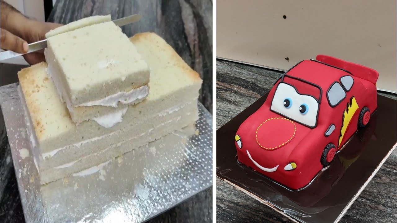 Quick and Easy Full Fondant Car Cake Design Idea | Car Cake Shape ...