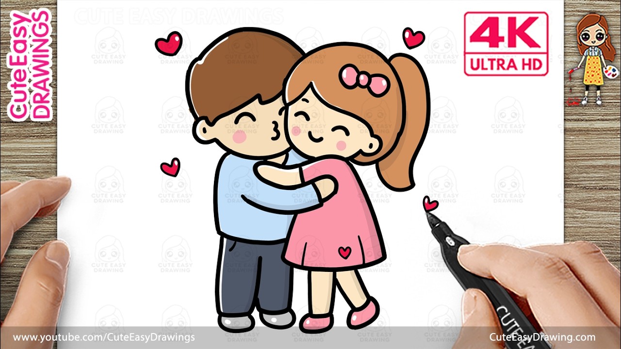 How to Draw a Cute Couple Hugging| Step by Step Easy for Kids - YouTube