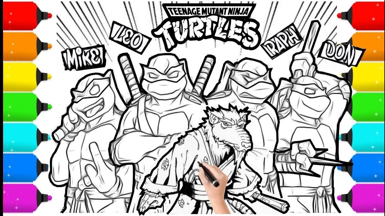 Drawing and coloring TMNT ninja turtles Mike Leo Raphael Don | Super ...