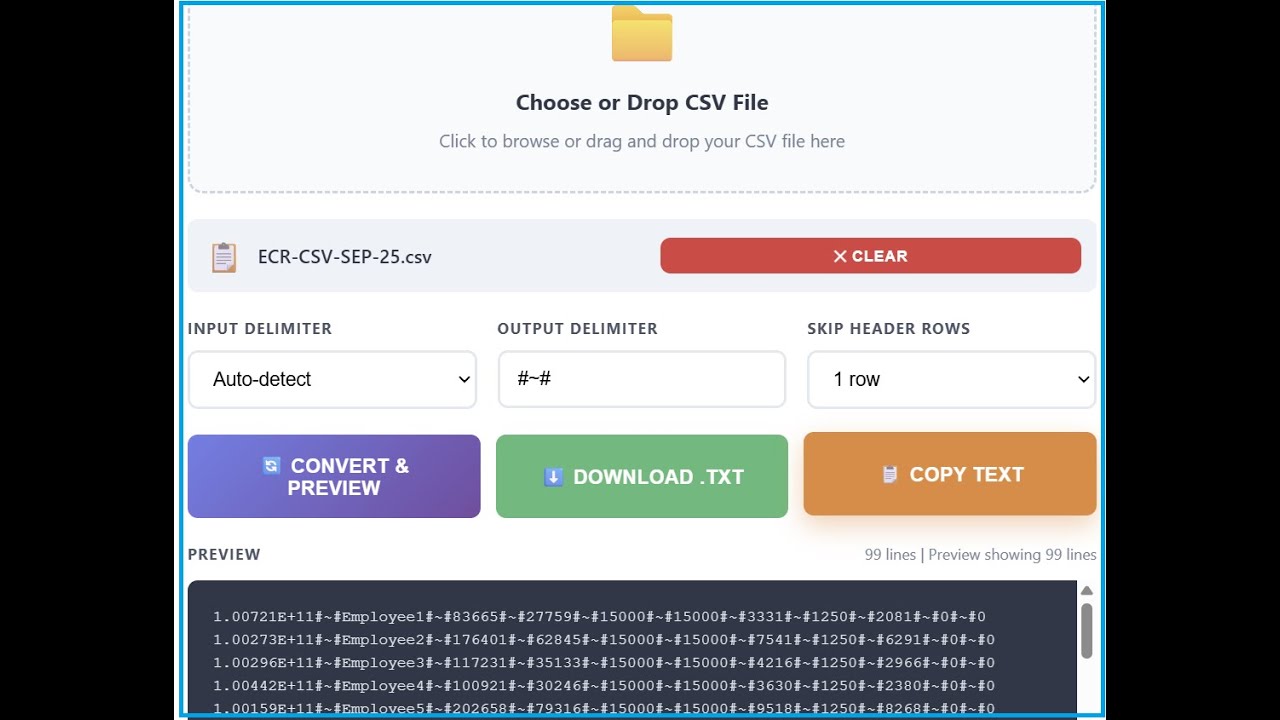 CSV to Text Instantly for PF ECR Filing! #epfo #ecr #pfchallan #pf # ...