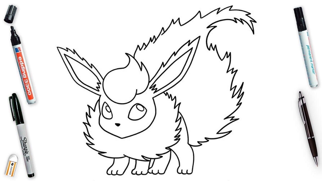 How To Draw Flareon Easy Step By Step | Cute Pokemon Art Lesson - YouTube