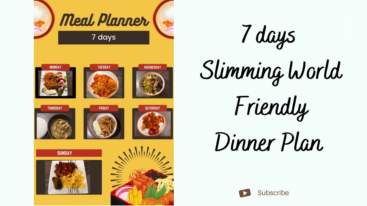 7 Days Slimming World Friendly Meal Plan / Quick and Easy Dinners ...