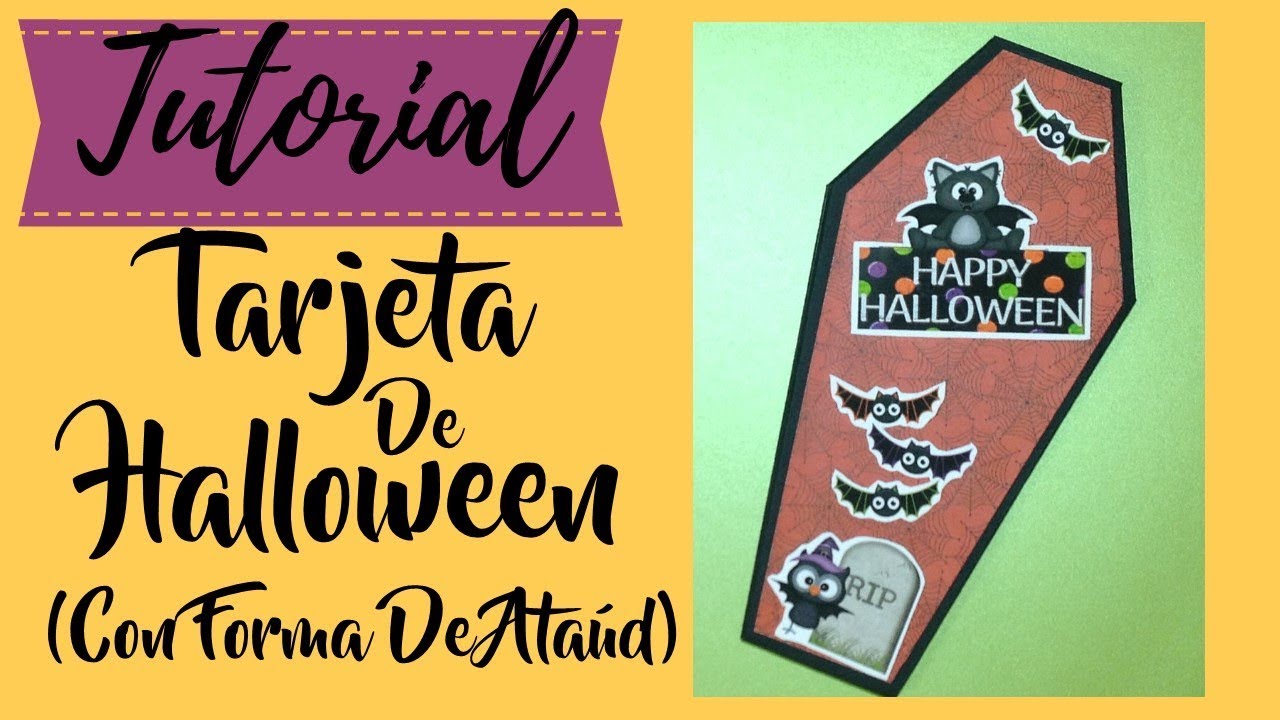 TARJETA DE HALLOWEEN CON FORMA DE ATAUD TUTORIAL DE SCRAPBOOK - YouTube