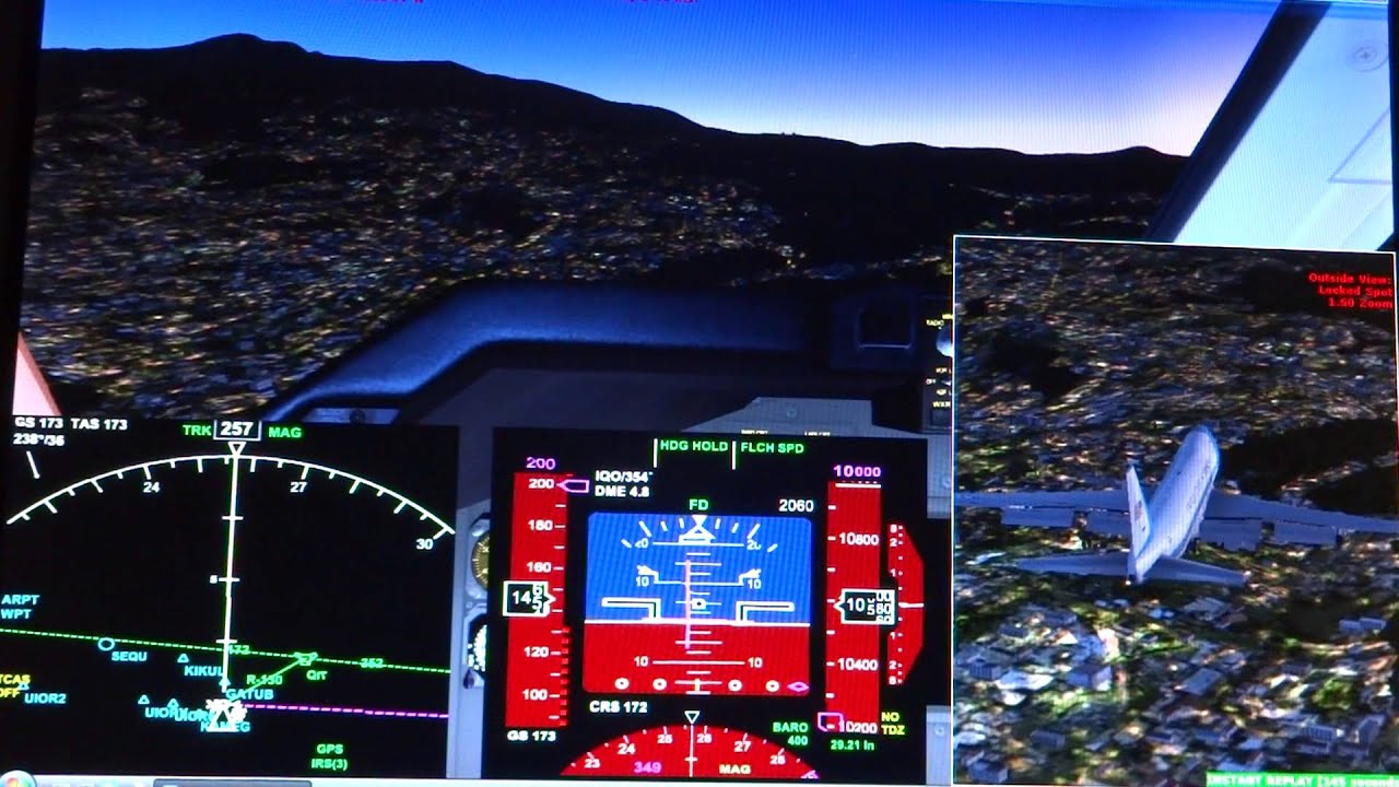 Air Force One landing on runway 17 Quito Ecuador, Cockpit view ...