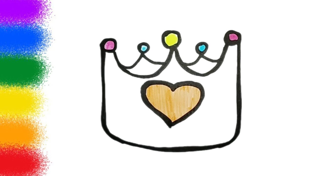 🤩How to Draw Crown 👑 for Kids & Toddlers Drawing, Pointing, Coloring ...
