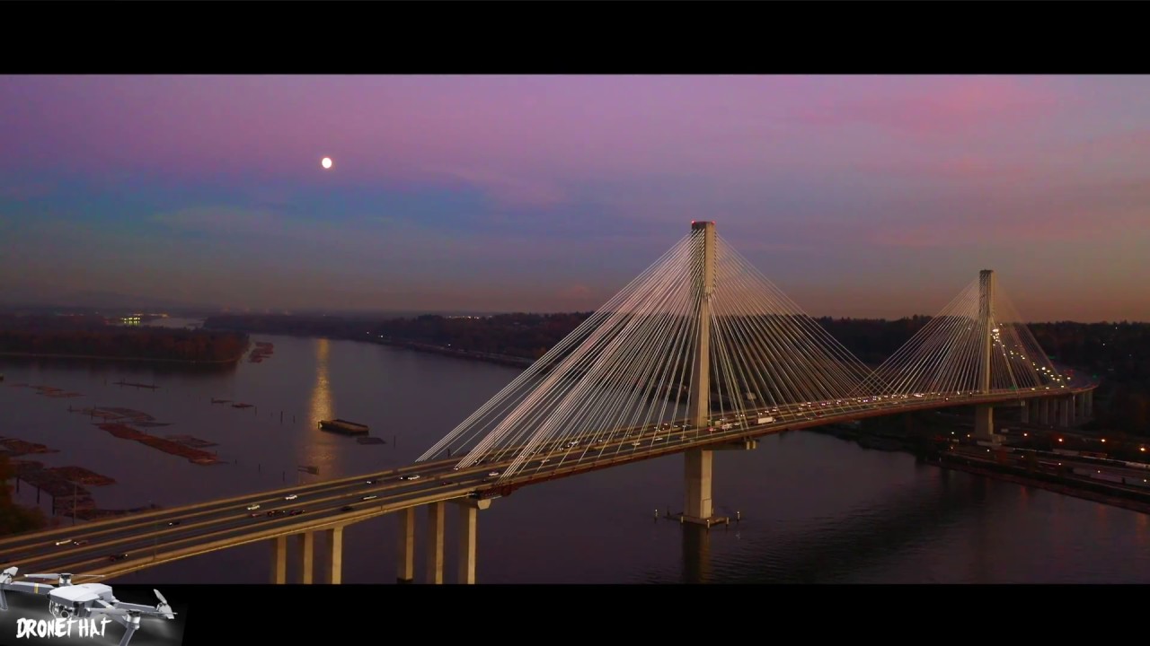 Above Fraser River (and Port Mann Bridge) @ Sunset - YouTube