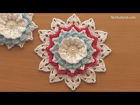 Crochet Flower Tutorial #4 VERY EASY Part 2 How to crochet doily with ...