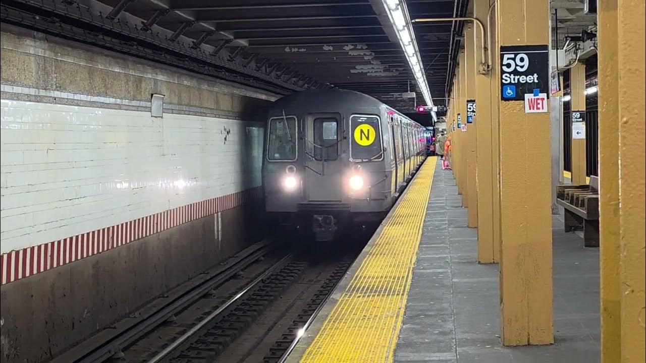 MTA New York City Subway R68A N train greeting me with the Horn entering 59st station. #nyct ...