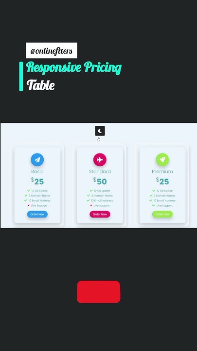 Responsive Pricing Table Csstutorial Codinglover Coder Codingshortvideo Viral Trending