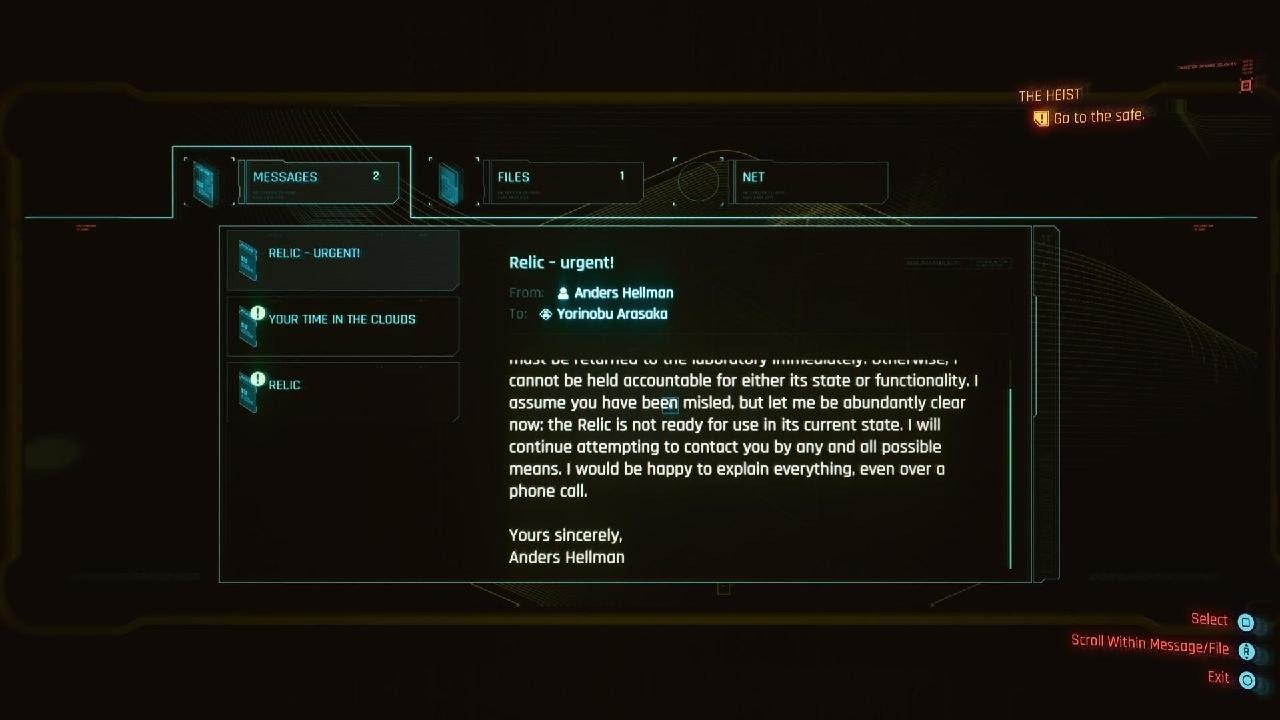 Cyberpunk 2077 your time in the clouds computer message location - YouTube