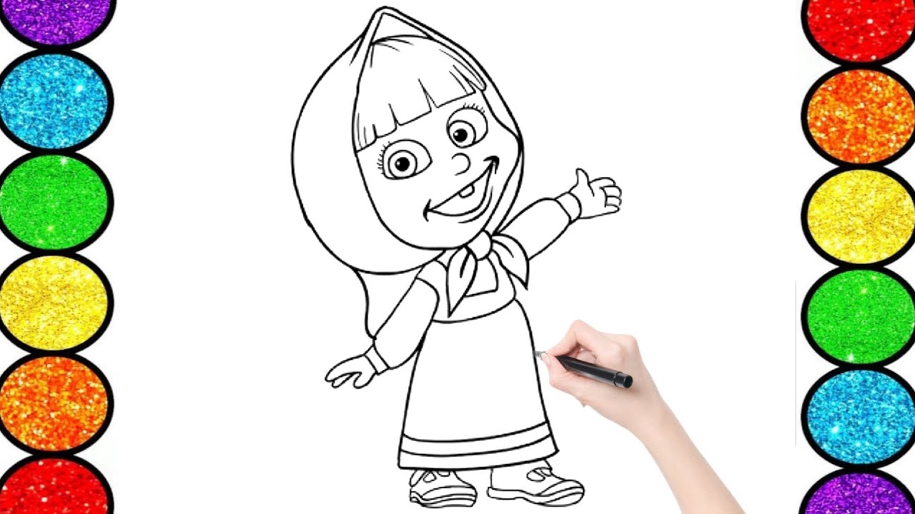Draw and color masha from Masha and the bear🧸Drawing for kids|Child art ...