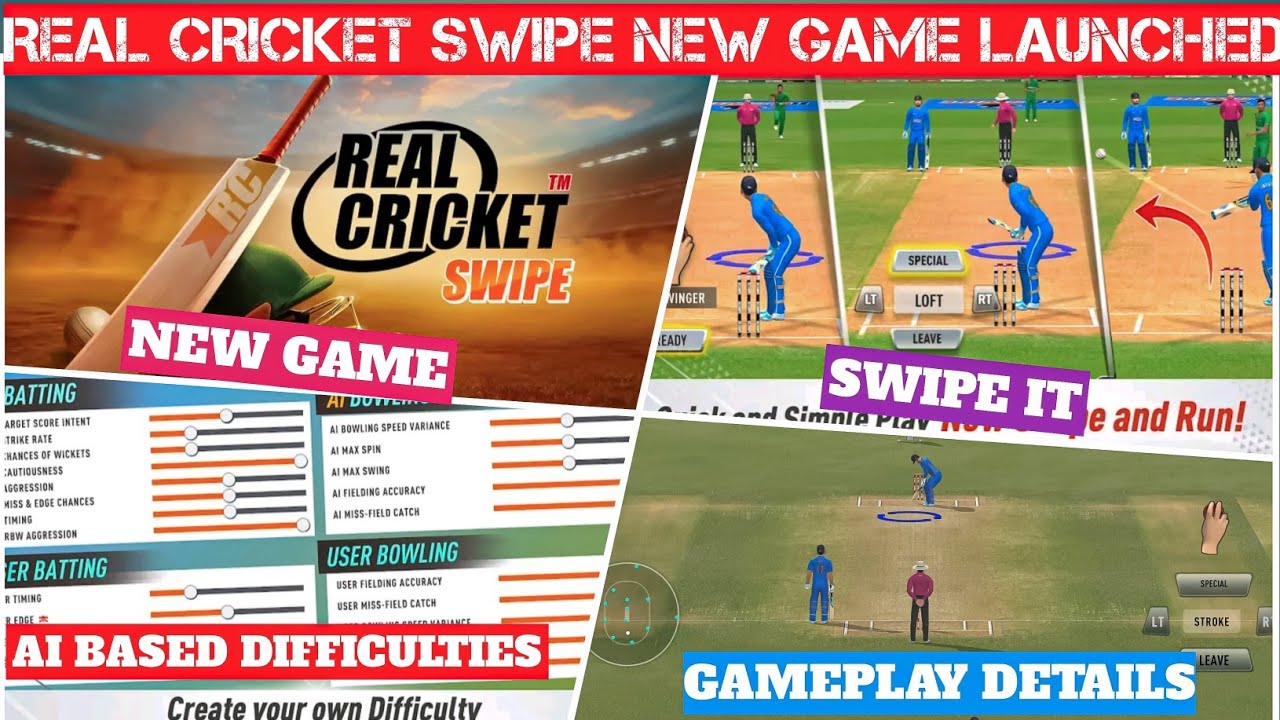 Real Cricket Swipe (New Game Launched) | Hidden Features| Gameplay ...