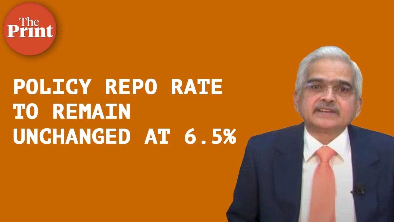 Policy repo rate to remain unchanged at 6.5%: RBI governor Shaktikanta ...